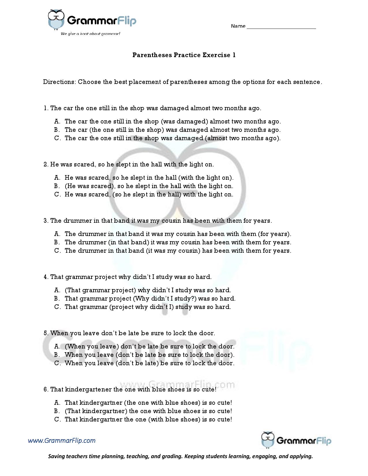 Parentheses Worksheets Grammar Free Download Gambr co Parentheses Worksheets Grammar Free Download Gambr co